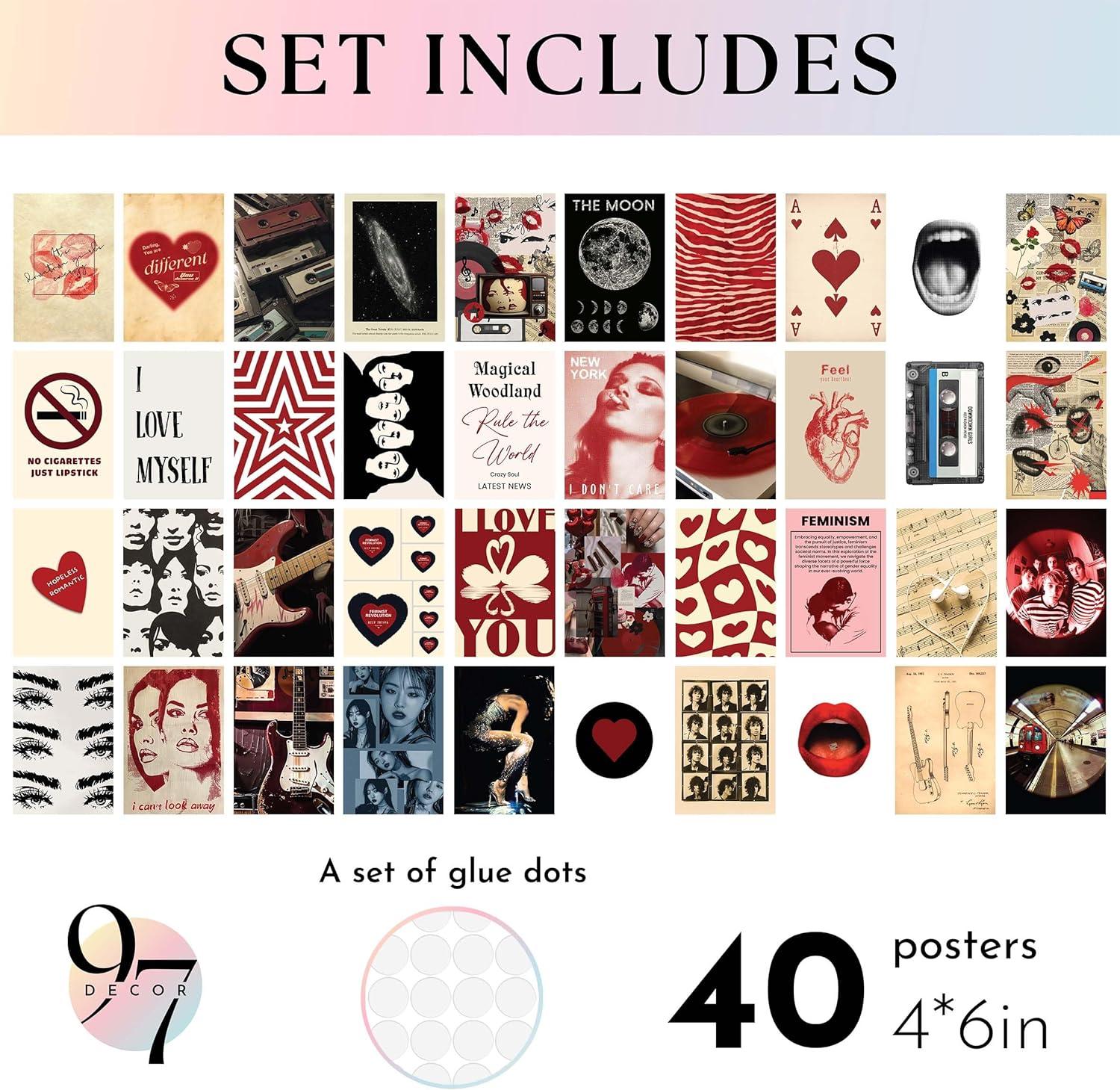 97 Decor Vintage Downtown Girl Room Decor – 40 Pcs Mini Y2k Posters For ...