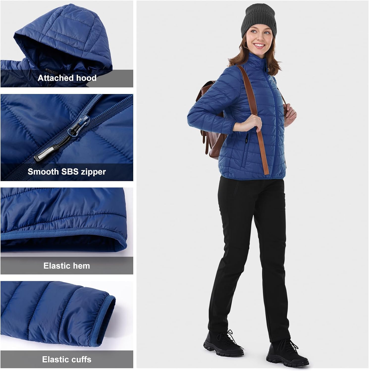 Outdoor Ventures Women’s Packable Lightweight Full-Zip Puffer Jacket ...